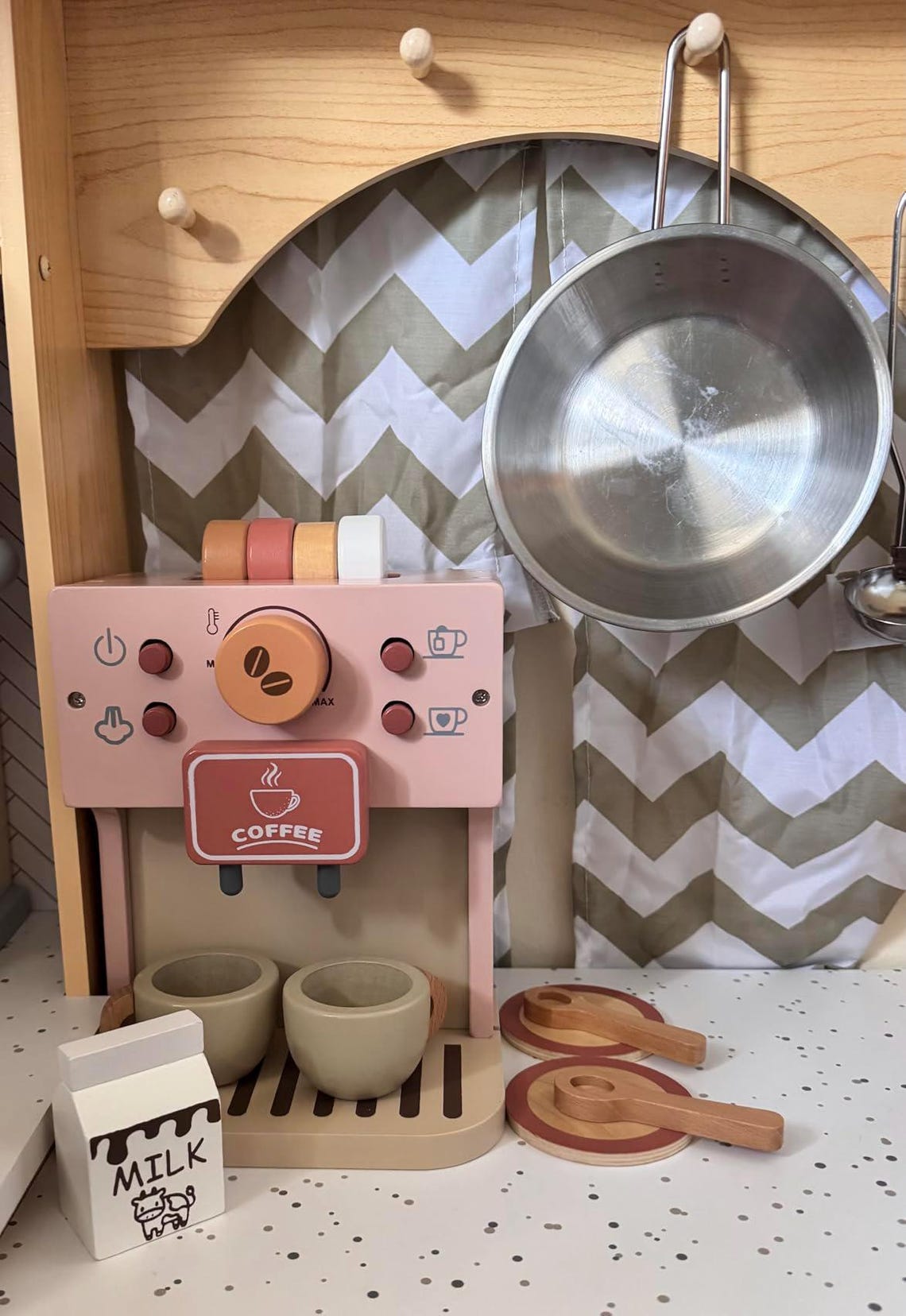 Wooden Kids Coffee Maker Play Set – Pretend Play Espresso Machine Toy ...