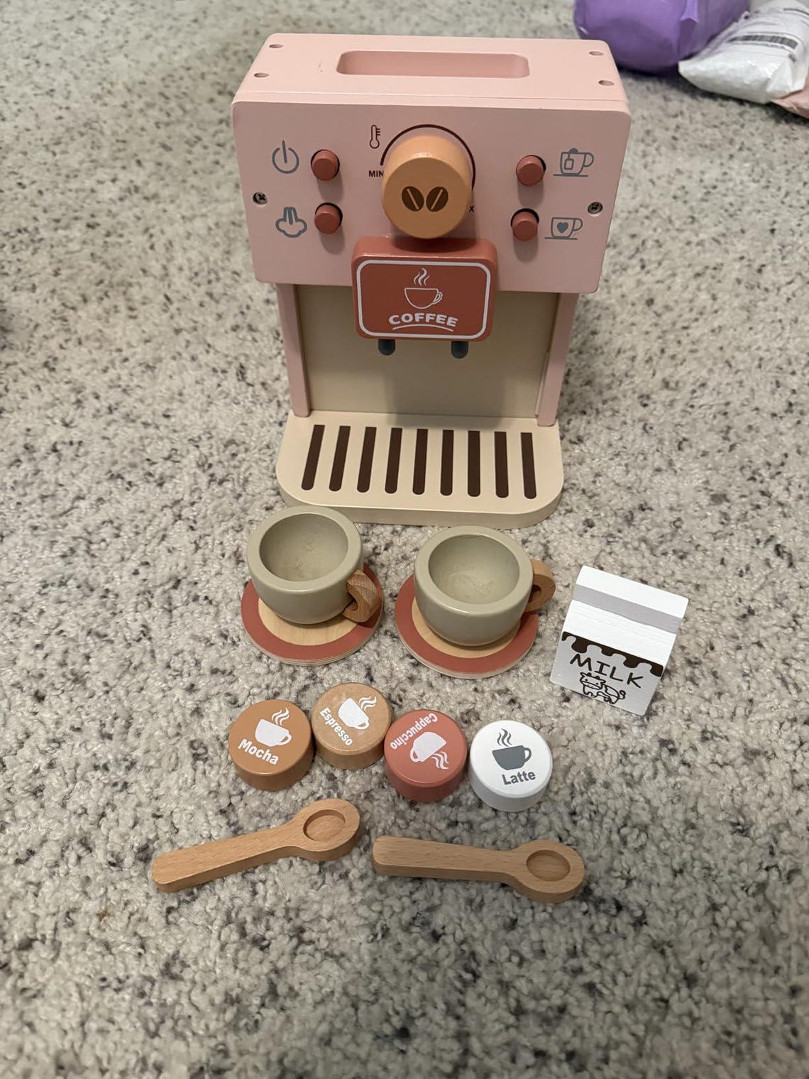 Wooden Kids Coffee Maker Play Set – Pretend Play Espresso Machine Toy ...
