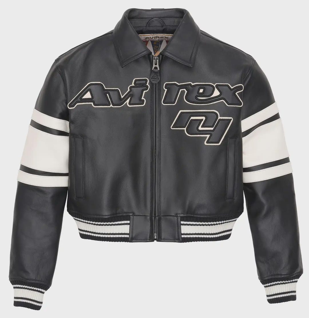 Avirex Cropped Leather Bomber Jacket: Women's Avirex Icon, Genuine ...