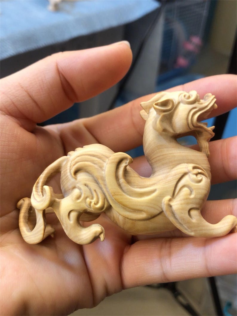 Handcrafted Wooden Ancient Beast Model Unique Carved Sculpture ...