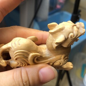 Handcrafted Wooden Ancient Beast Model Unique Carved Sculpture ...
