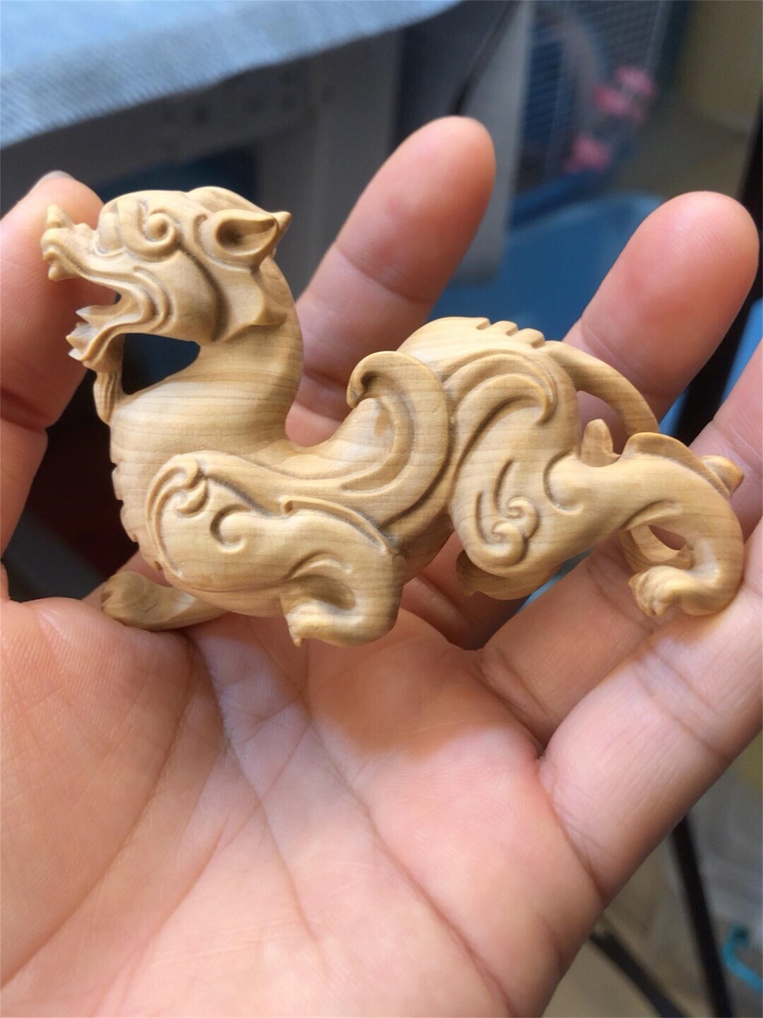 Handcrafted Wooden Ancient Beast Model Unique Carved Sculpture ...