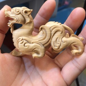Handcrafted Wooden Ancient Beast Model Unique Carved Sculpture ...