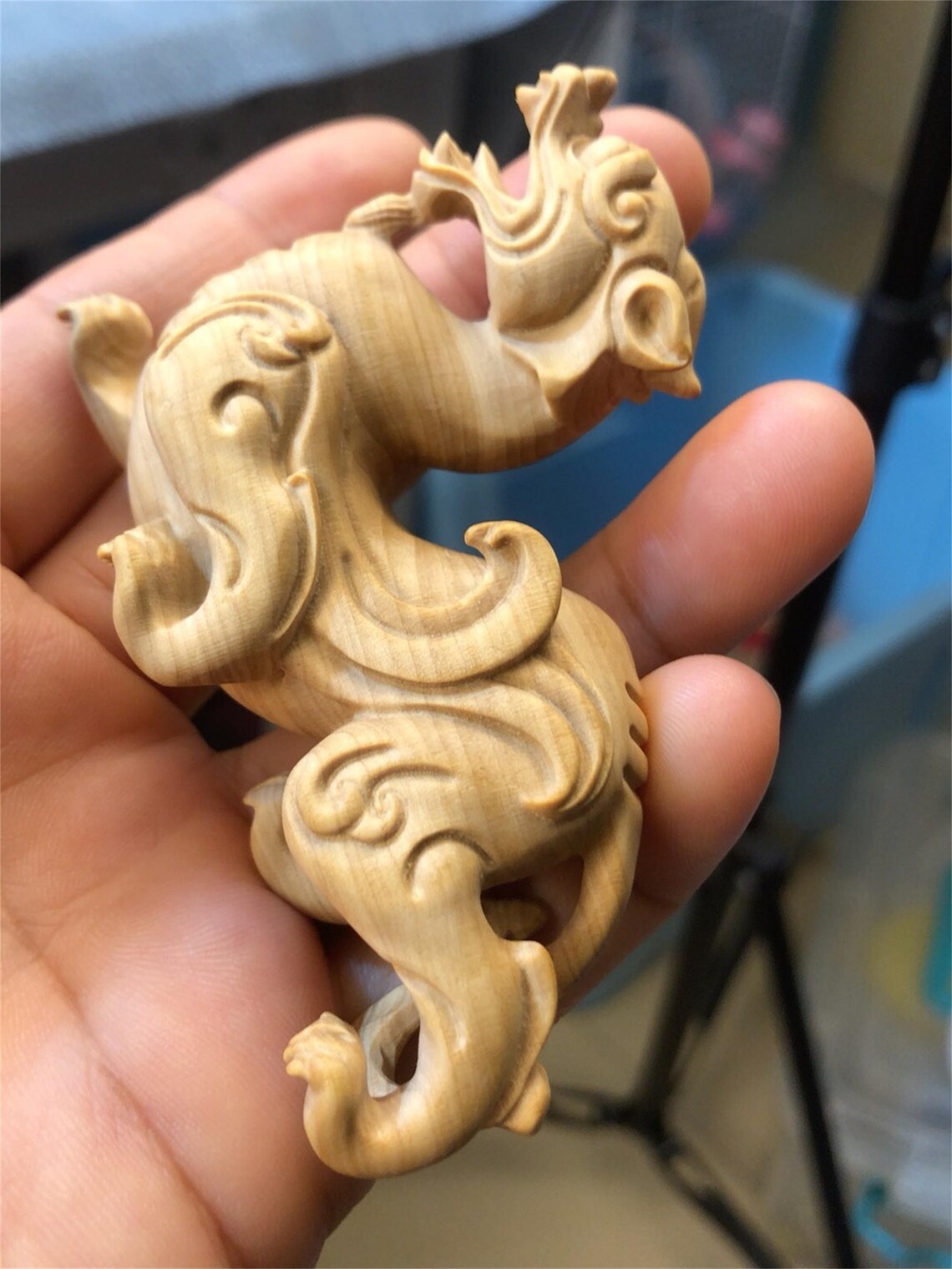 Handcrafted Wooden Ancient Beast Model Unique Carved Sculpture ...