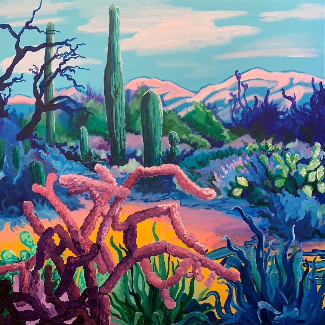 Saguaro National Park in Winter Tucson, Arizona Original Acrylic ...