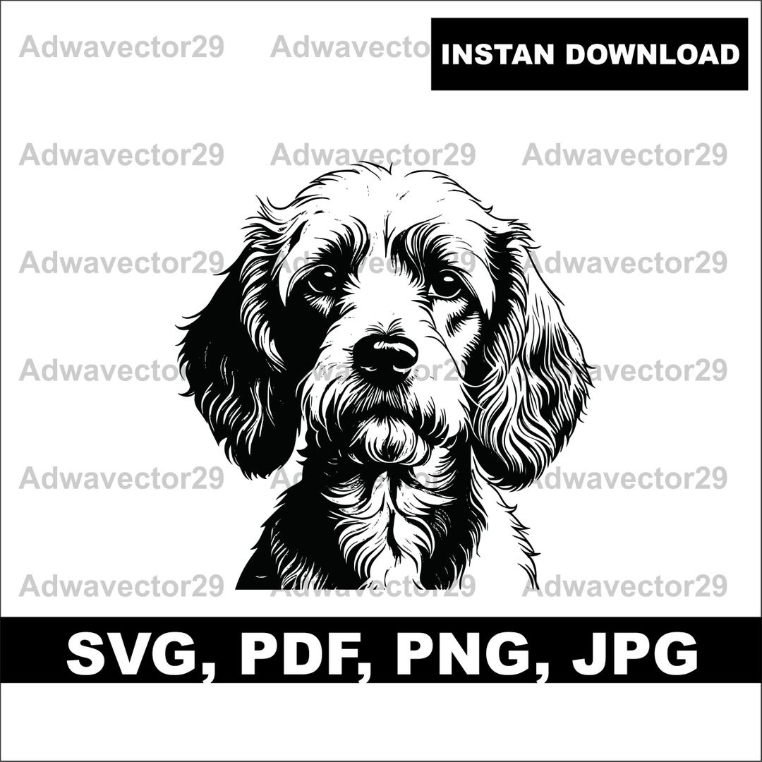 Cockapoo Portrait Svg Png Jpg Pdf | Vector Graphic Cut File for Laser ...