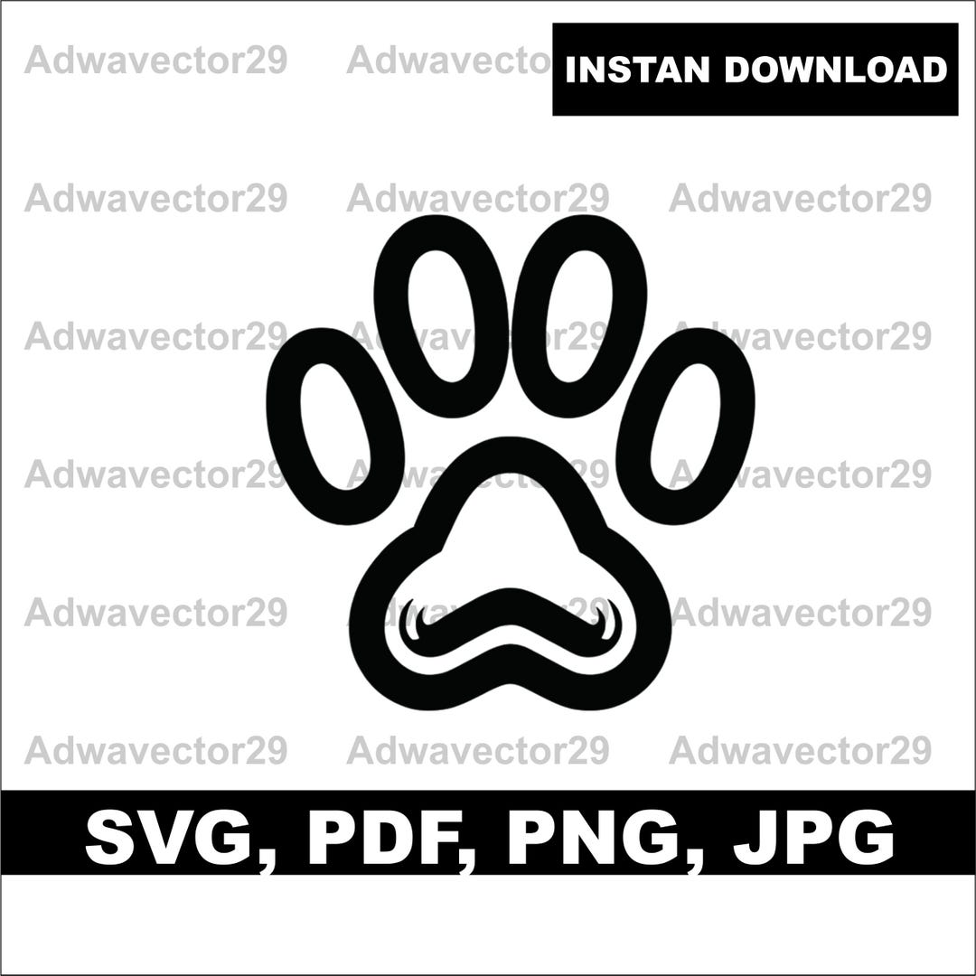 Dog Paw Print Outline, Dog Paw Print Cut Files, Dog Paw Outline Vector ...