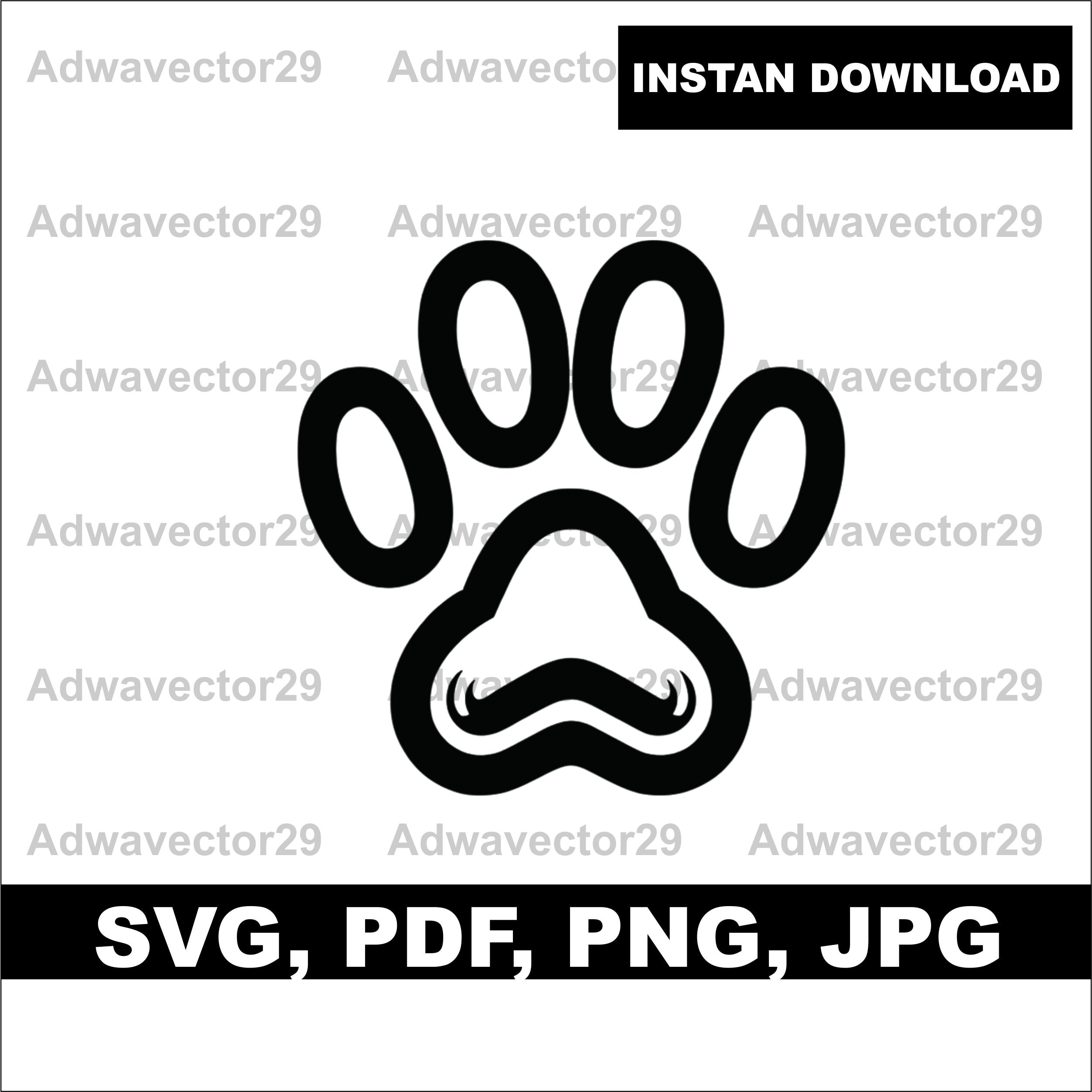 Dog Paw Print Outline, Dog Paw Print Cut Files, Dog Paw Outline Vector ...