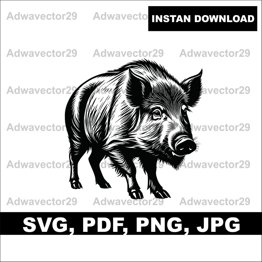 Wild Boar Laser Engraving Files, Svg Png Jpg Pdf | Vector Cut & Print ...
