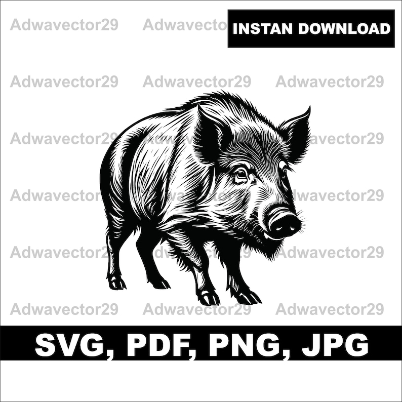 Wild Boar Laser Engraving Files, Svg Png Jpg Pdf | Vector Cut & Print ...