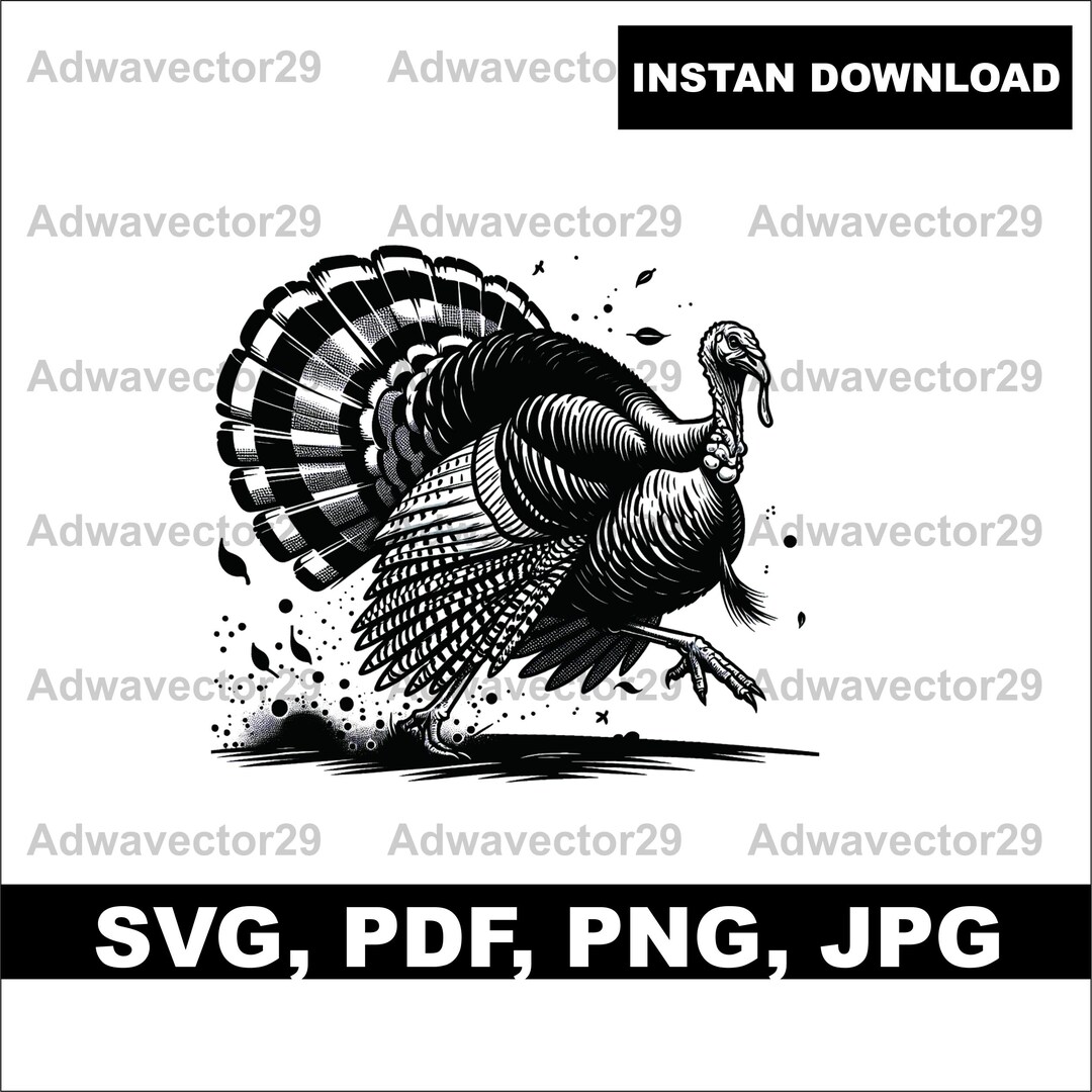 Simple Wild Turkey Design, Svg Png Jpg Pdf, Vector Graphic Cut File ...