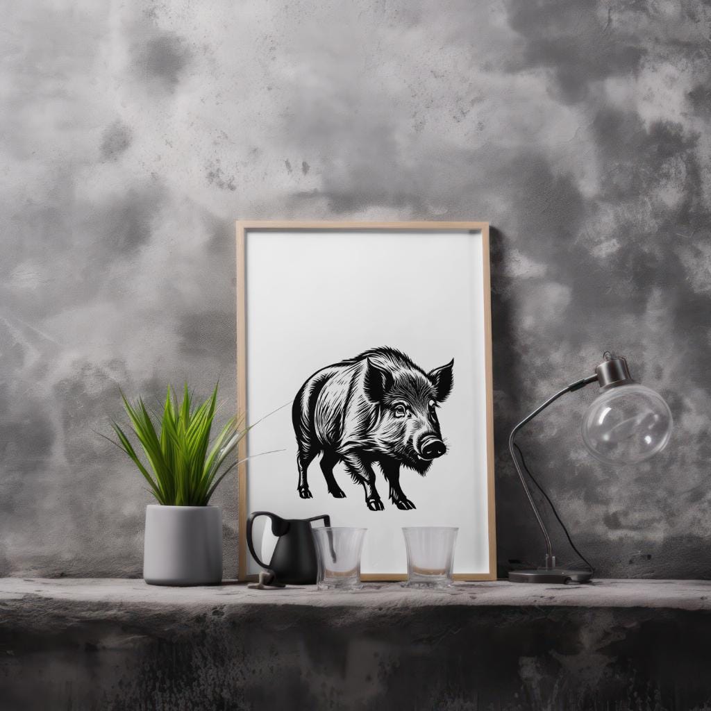 Wild Boar Laser Engraving Files, Svg Png Jpg Pdf | Vector Cut & Print ...