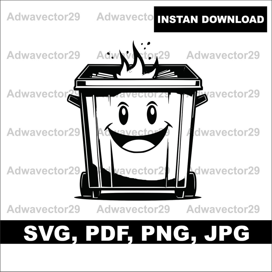 Cute Dumpster Fire Svg Png Jpg Pdf, Vector Cut File, Instant Digital ...
