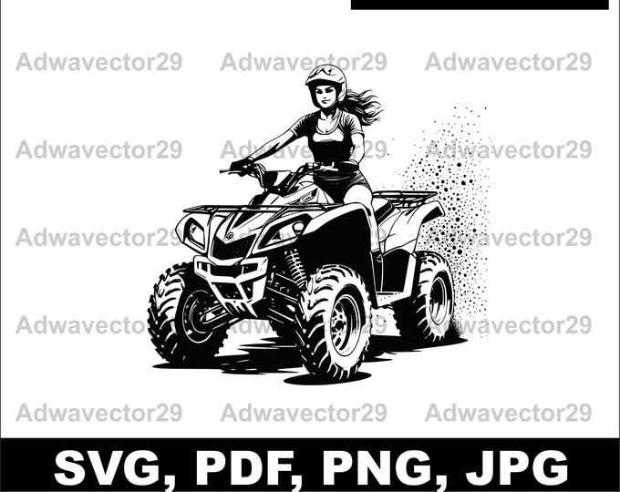 Girl on ATV Quad 4 Four Wheeler Svg Png Dxf Eps Pdf | Vector Graphic ...