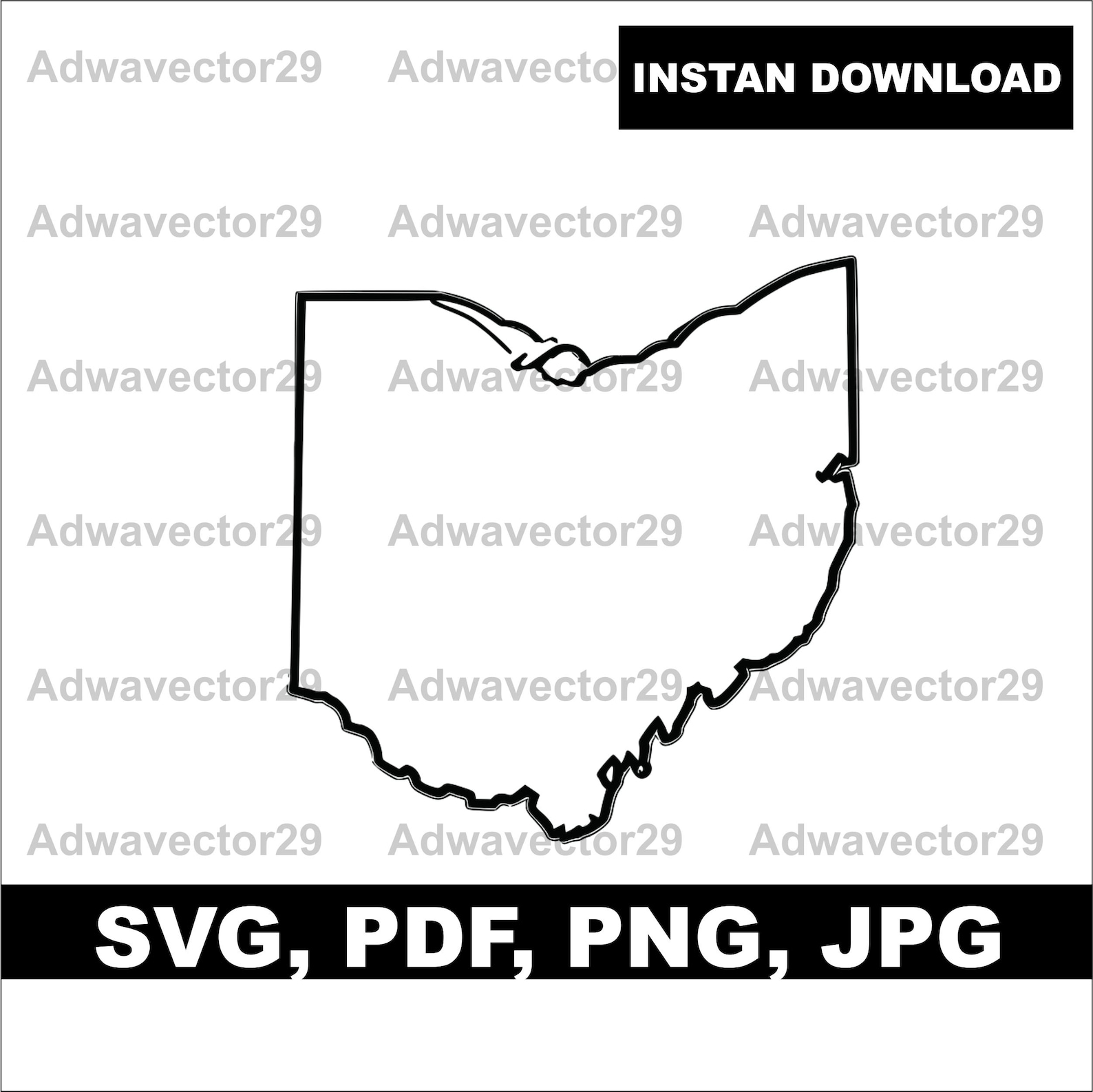 Ohio State Shape Outline, Ohio Vector File, Ohio Design, Ohio State ...