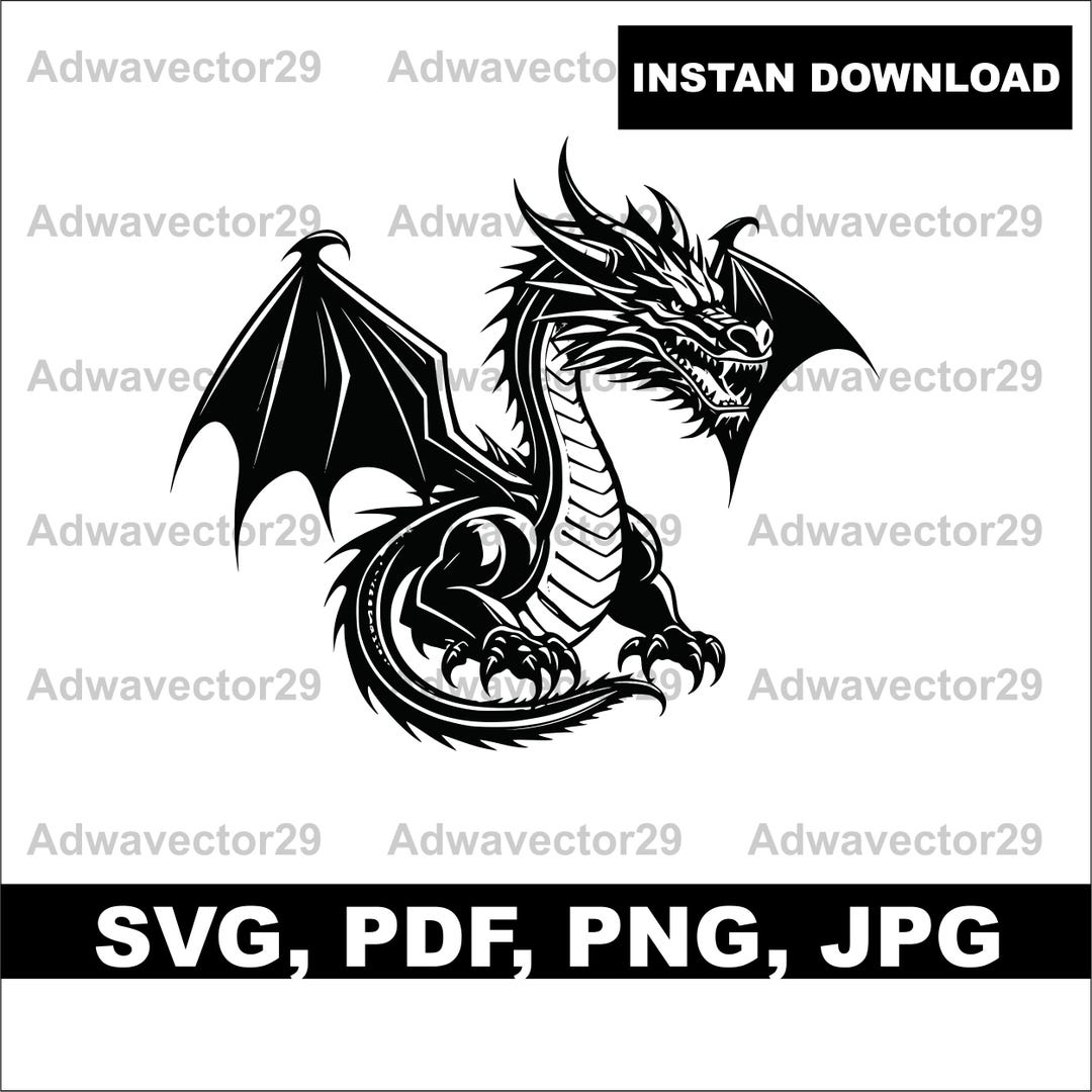 Dragon Design Svg Png Jpg Pdf, Vector Graphic Cut File Laser Clip Art ...
