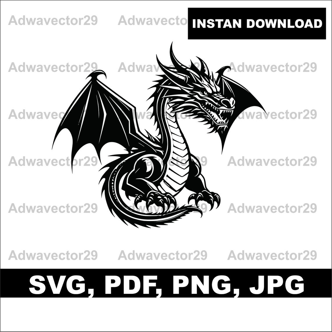 Dragon Design Svg Png Jpg Pdf, Vector Graphic Cut File Laser Clip Art ...