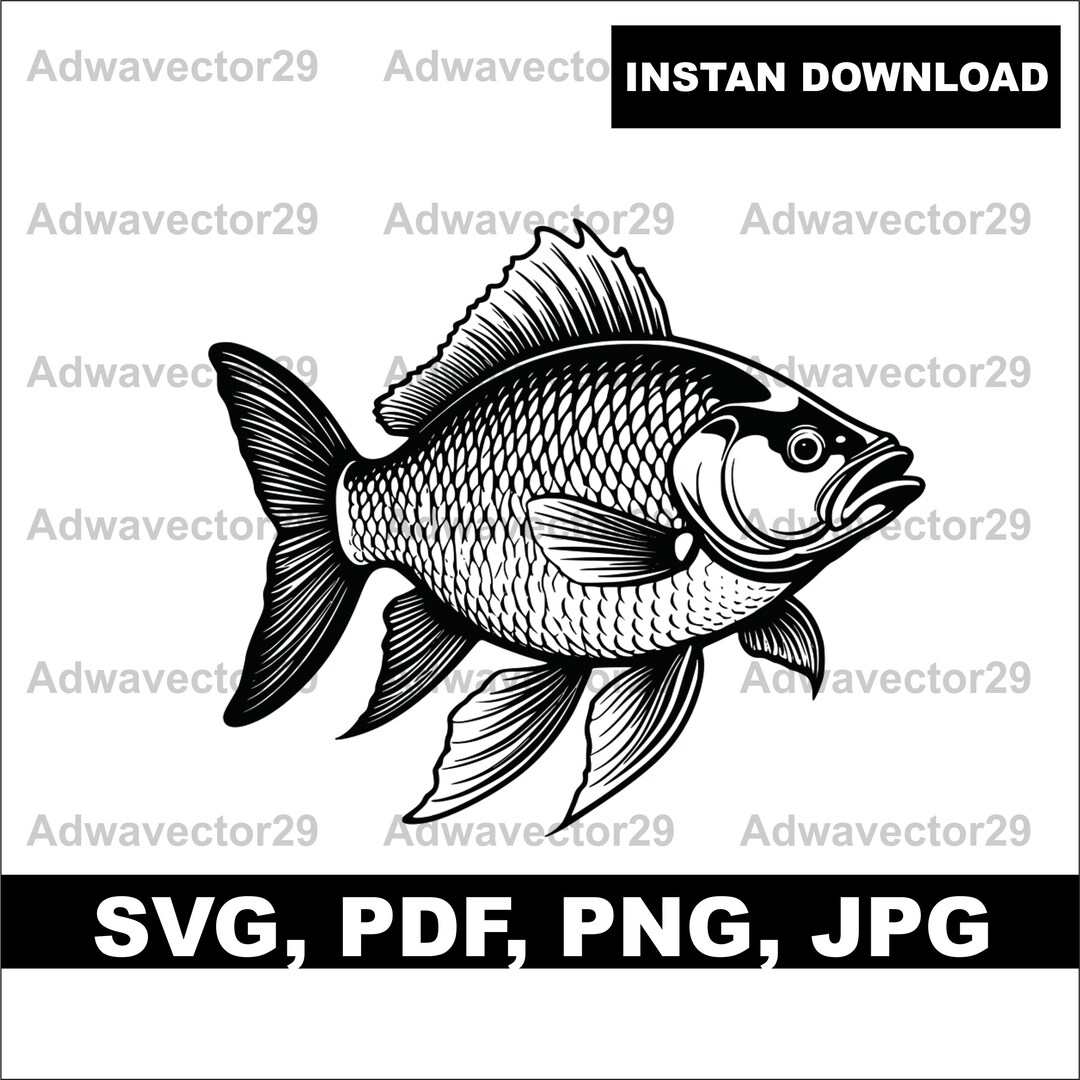 Carp Fish Svg Png Jpg Pdf, Fishing Clipart, Fishing Files for Cricut ...