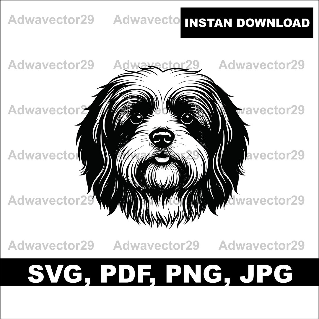 Havanese Dog Head Design, Svg Png Jpg Pdf, Cricut, Peeking Dog Clipart ...
