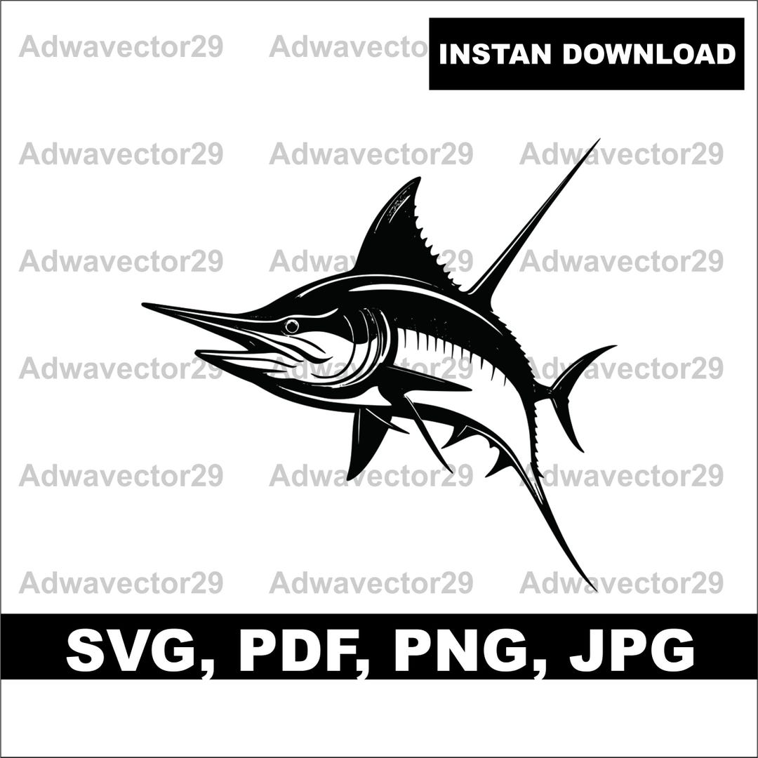 Blue Marlin Design, Blue Marlin Png, Blue Marlin Png Design, Blue ...
