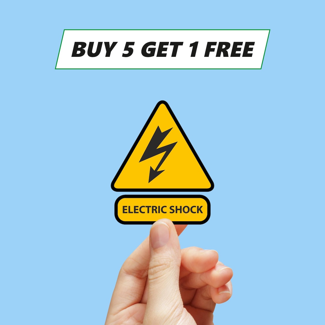 Electric Shock Warning Sign Vinyl Sticker – Laptop, Desktop, Console ...