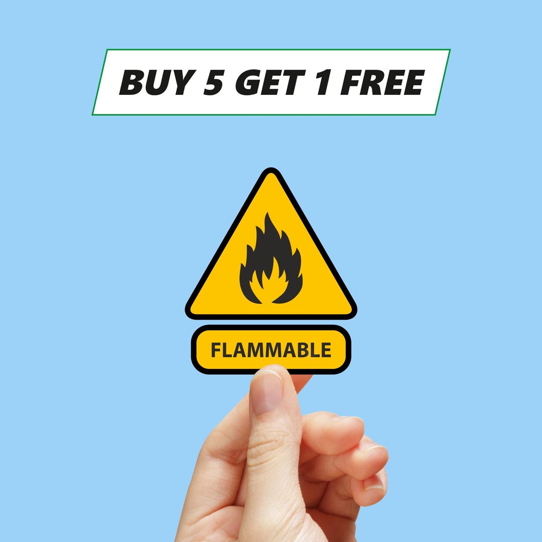 Flammable Warning Sign Sticker – Parody Vinyl Decal [1101] - Etsy