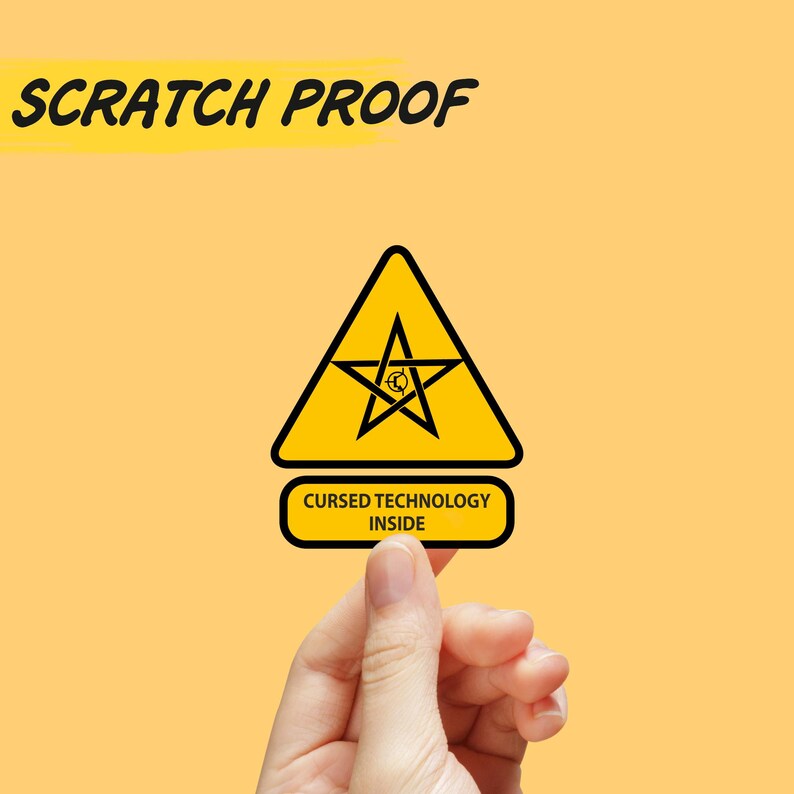 Cursed Technology Inside Vinyl Sticker - Parody Warning Sign [1100] - Etsy