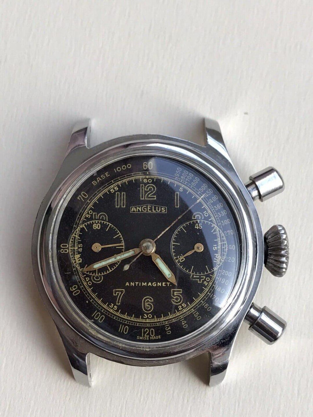 Vintage Angelus Chronograph Military Watch — Rare WW1 Jumbo Size ...