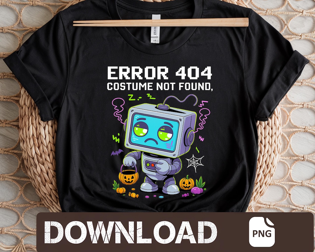 Funny Error 404 Robot Costume PNG - Geek Halloween Clipart (digital ...