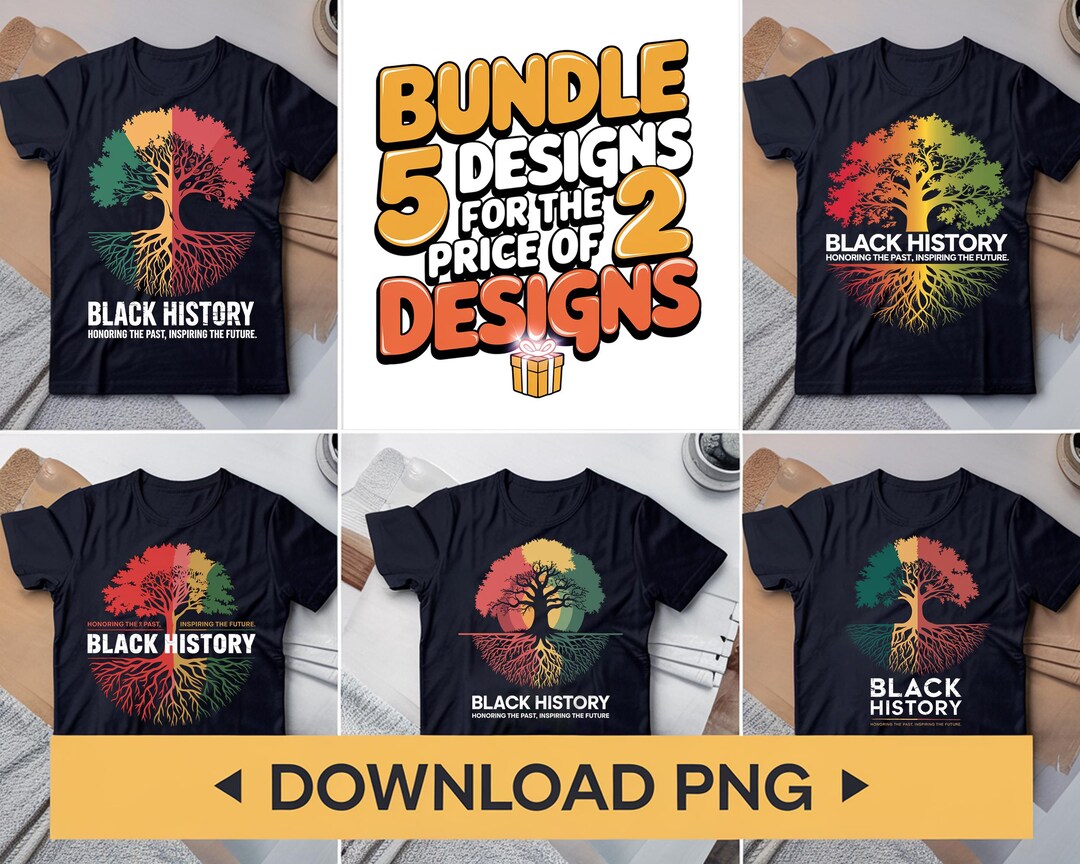 Black History Month Tree PNG Bundle: African Heritage Colors (digital ...