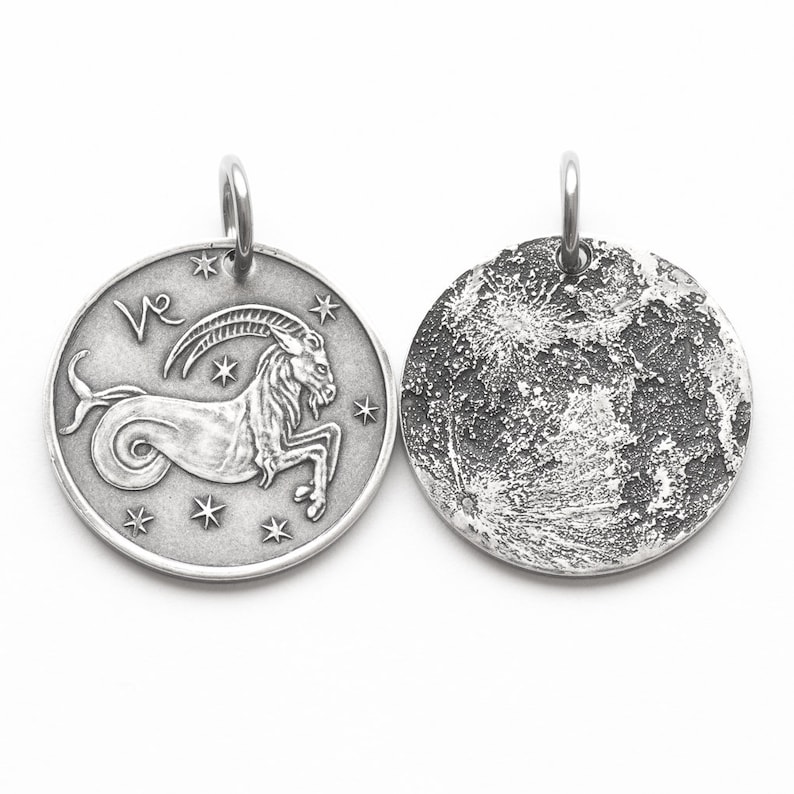 Zodiac Capricorn Moon Silver Necklace - Etsy
