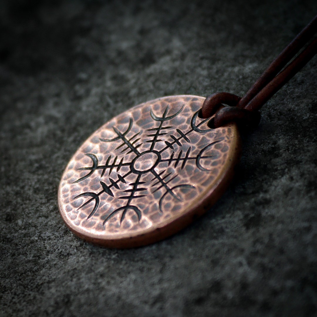 Helm of Awe Copper Coin Necklace - Aegishjalmur - Warrior's Stave ...