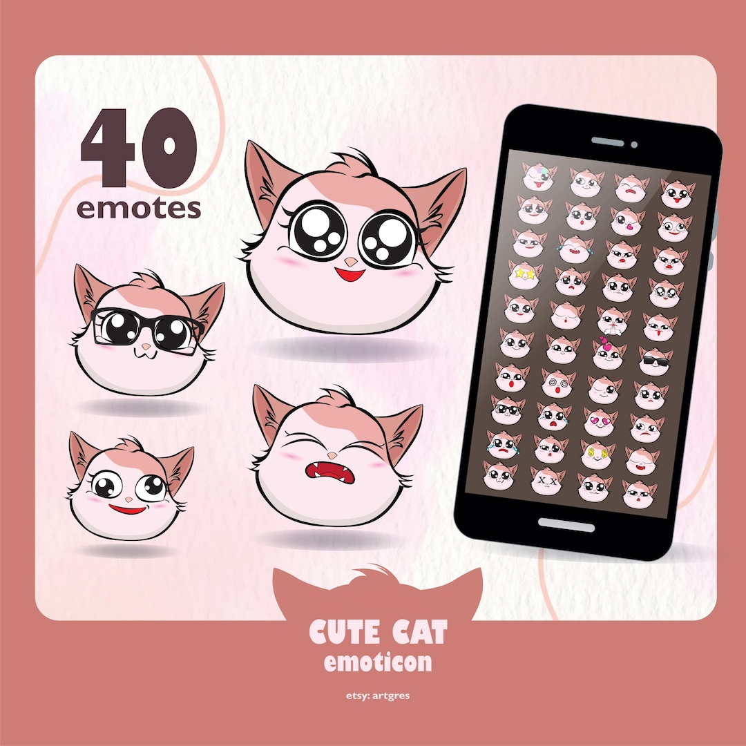Cute Cat Emoticon - Etsy