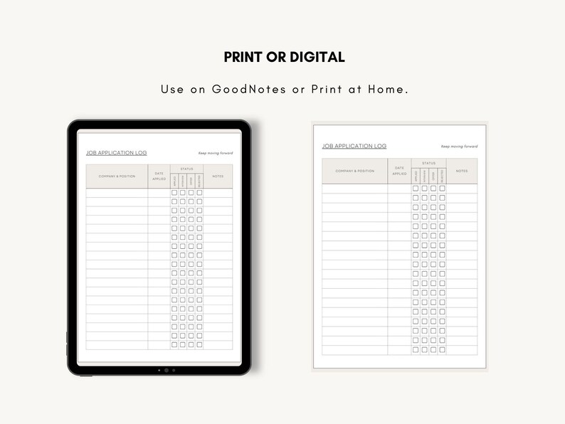 Minimalist Printable Job Application Log, Employment Tracker PDF and ...