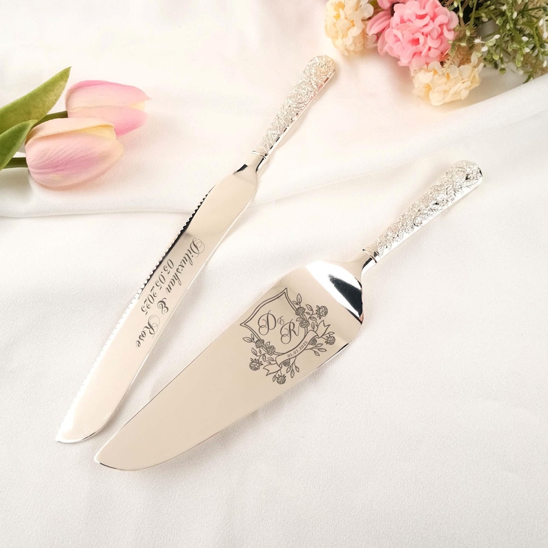 Personalized Cake Server Set, Wedding Cake Server, Elegant Bridal ...
