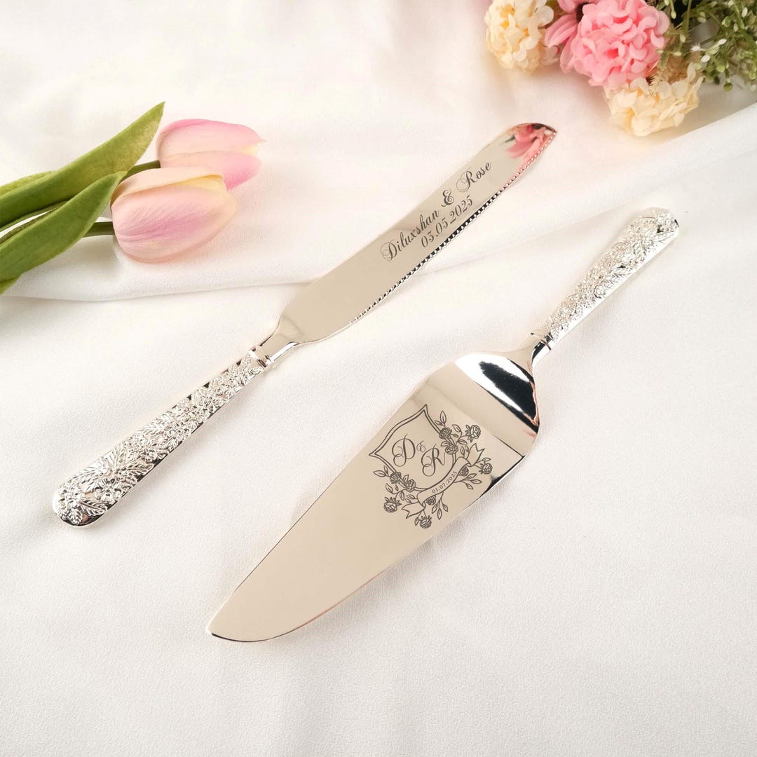 Personalized Cake Server Set, Wedding Cake Server, Elegant Bridal ...