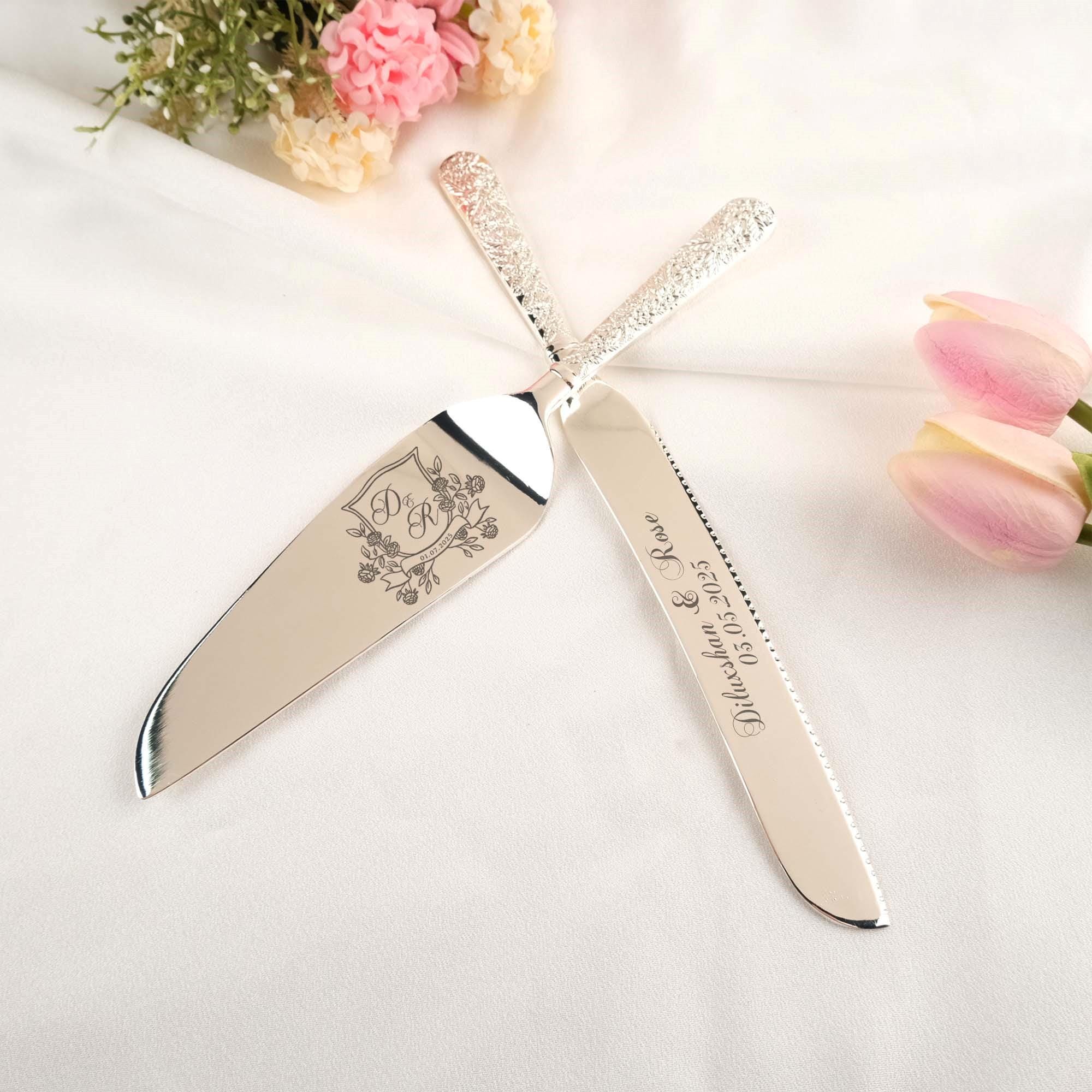 Personalized Cake Server Set, Wedding Cake Server, Elegant Bridal ...