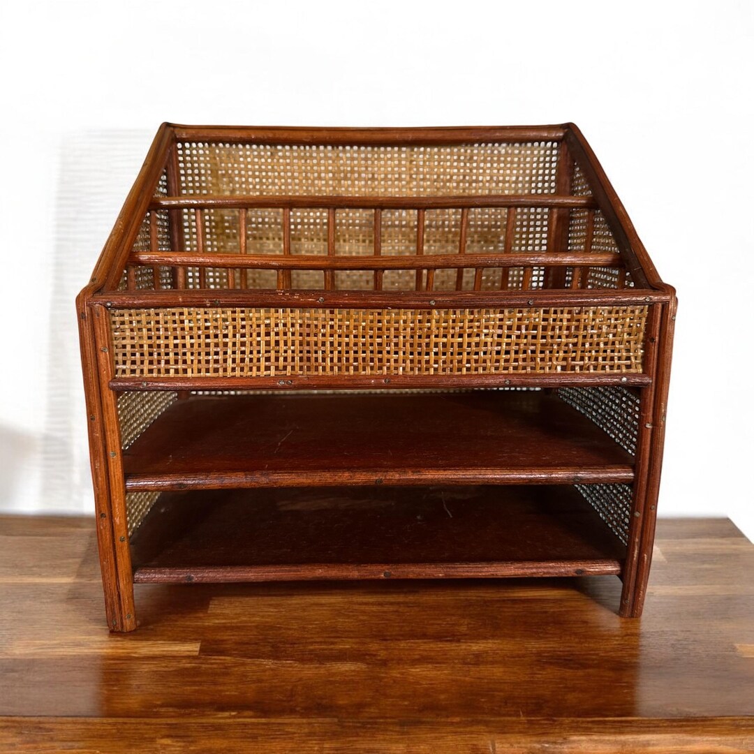 Vintage Wicker Letter Desk Organizer 10x6x 10.5 - Etsy