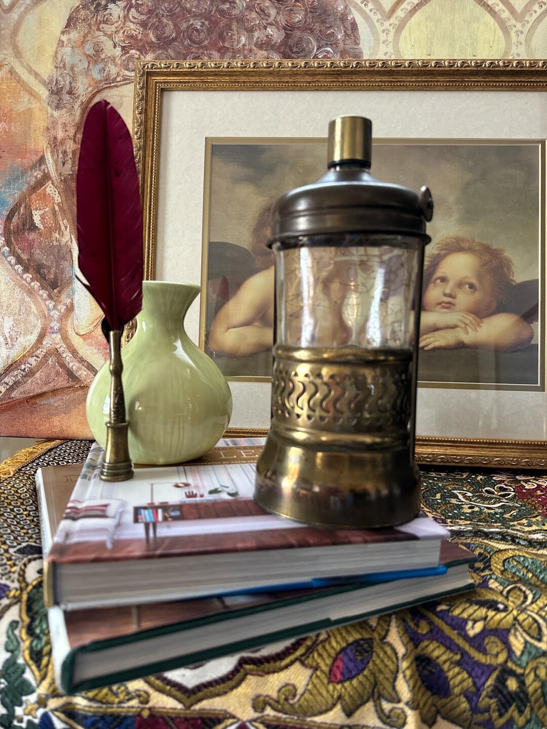 Vintage Brass Musical Decanter.wind up Musical Brass Filigree Decanter ...