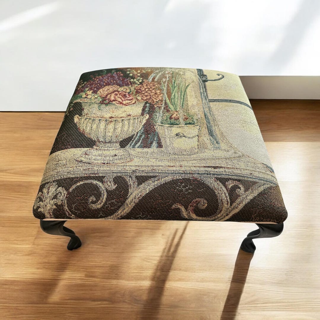 Vintage Florentine Tapestry Footstool: Floral Design, Claw Feet - Etsy