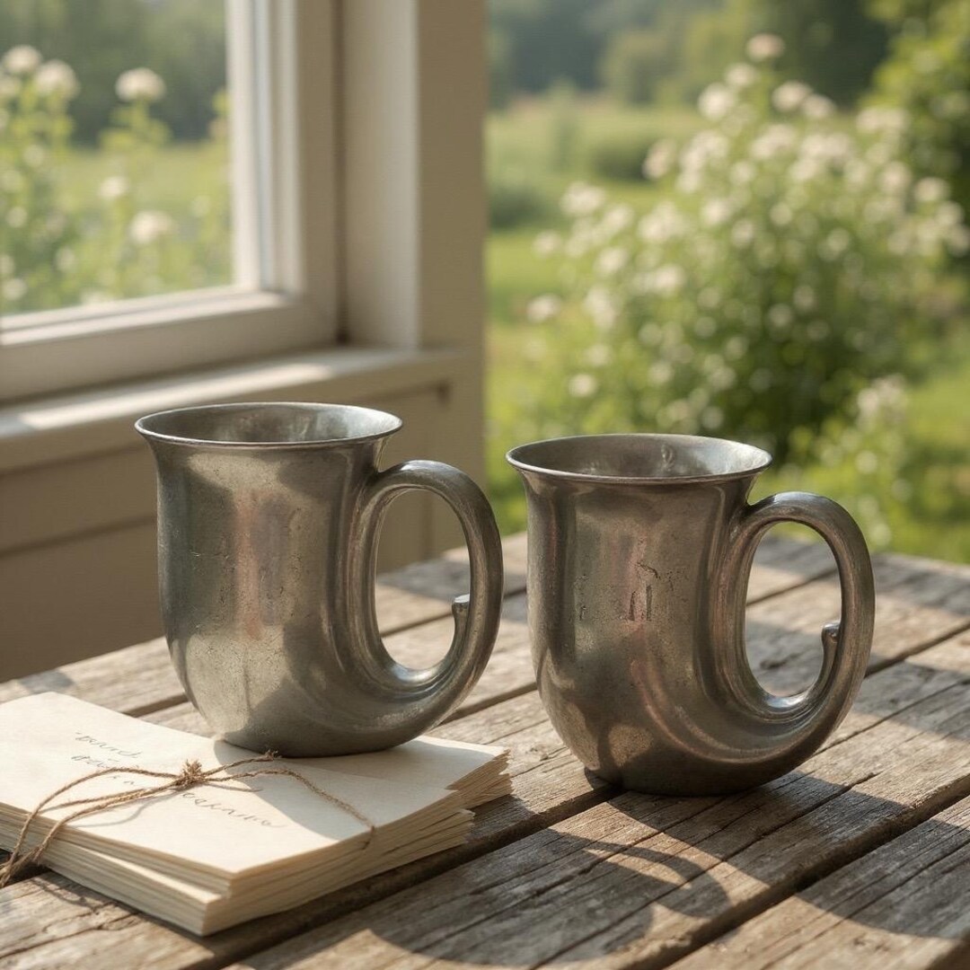 Vintage Duratale Pewter Mug Set: Medieval Horn Goblets, Italy - Etsy