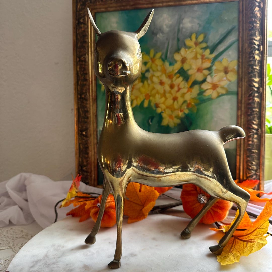 Large Brass Deer, MCM, 11 Inches Tall X 7 Wide - Etsy
