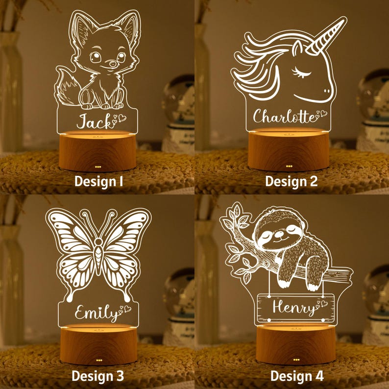 Personalized Sloth Night Light, Custom Name Lamp, Children Nursery ...