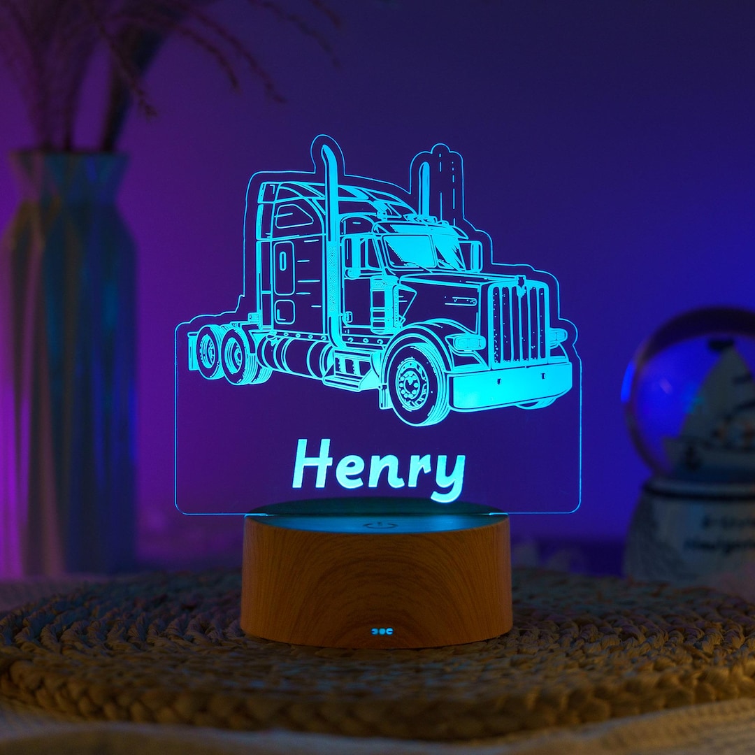 Personalized Truck Night Light, Custom Driver Name Lamp, Trucker ...