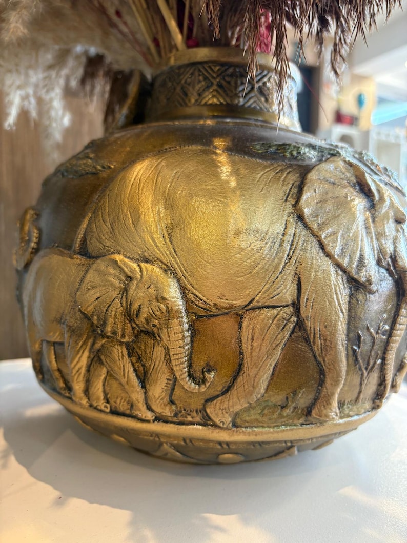 Handmade Elephant Vase, Safari Home Decor, Unique Tabletop Statue,home ...
