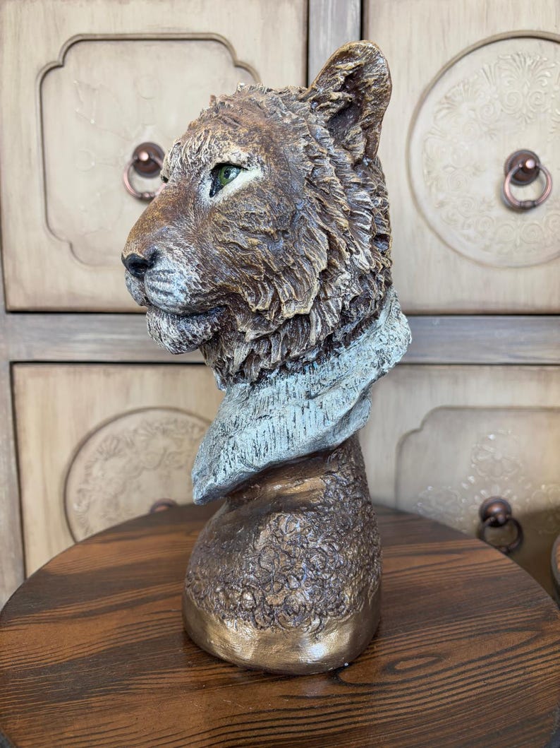 Handmade Gold Tiger Head Bust: Modern Safari Decor - Etsy