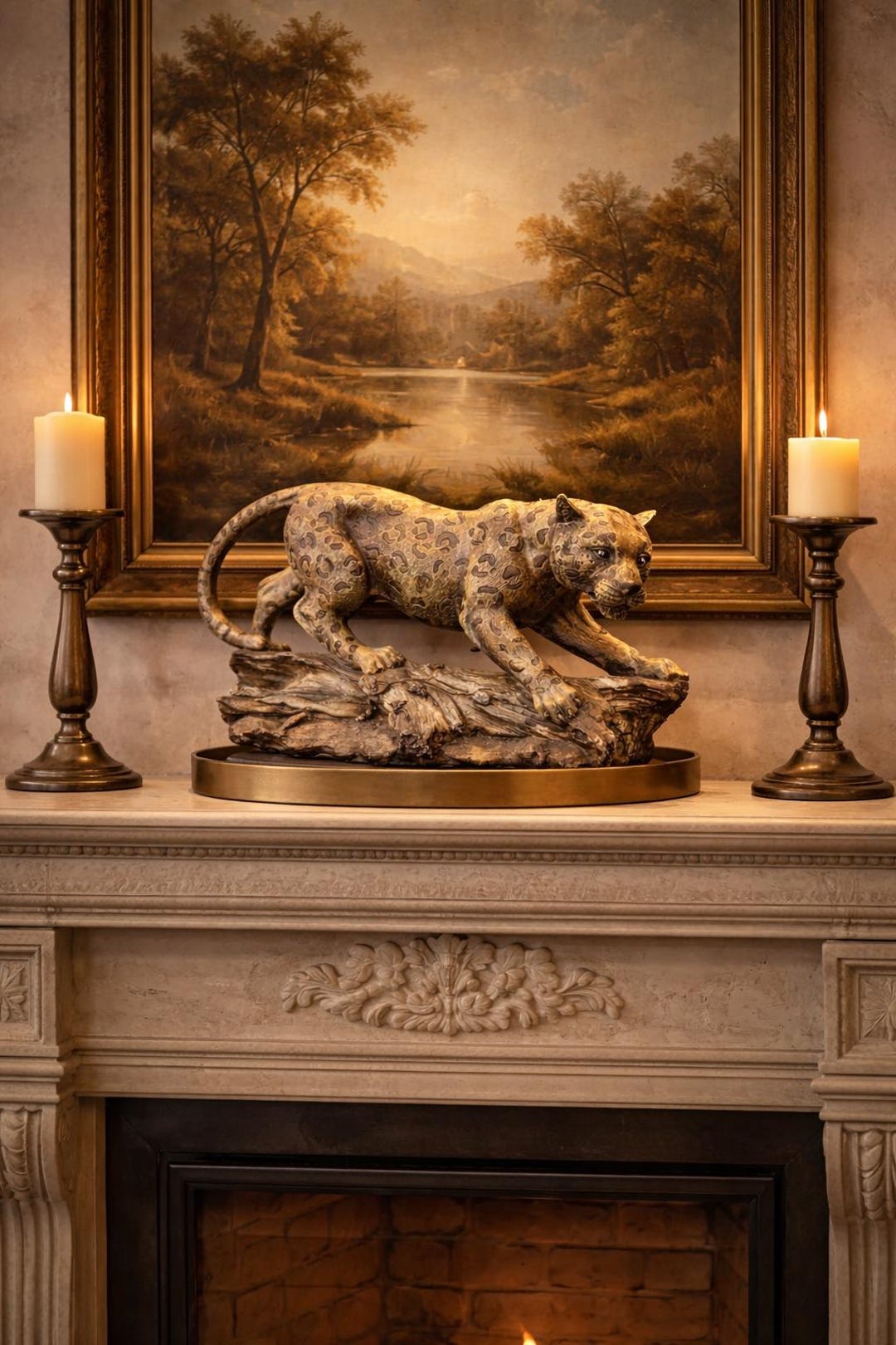 Spotted Panther Statue, Elegant Feline Sculpture, Home Decor,mother ...