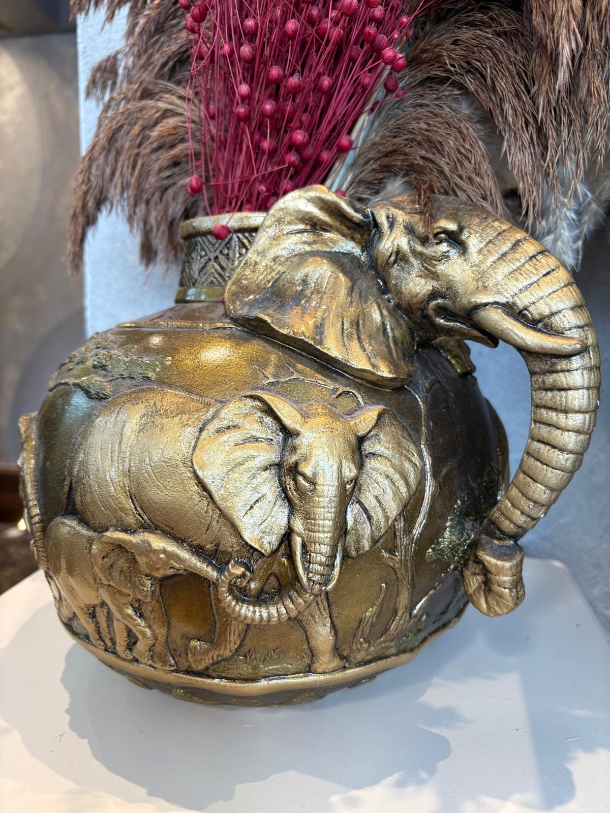 Handmade Elephant Vase, Safari Home Decor, Unique Tabletop Statue - Etsy