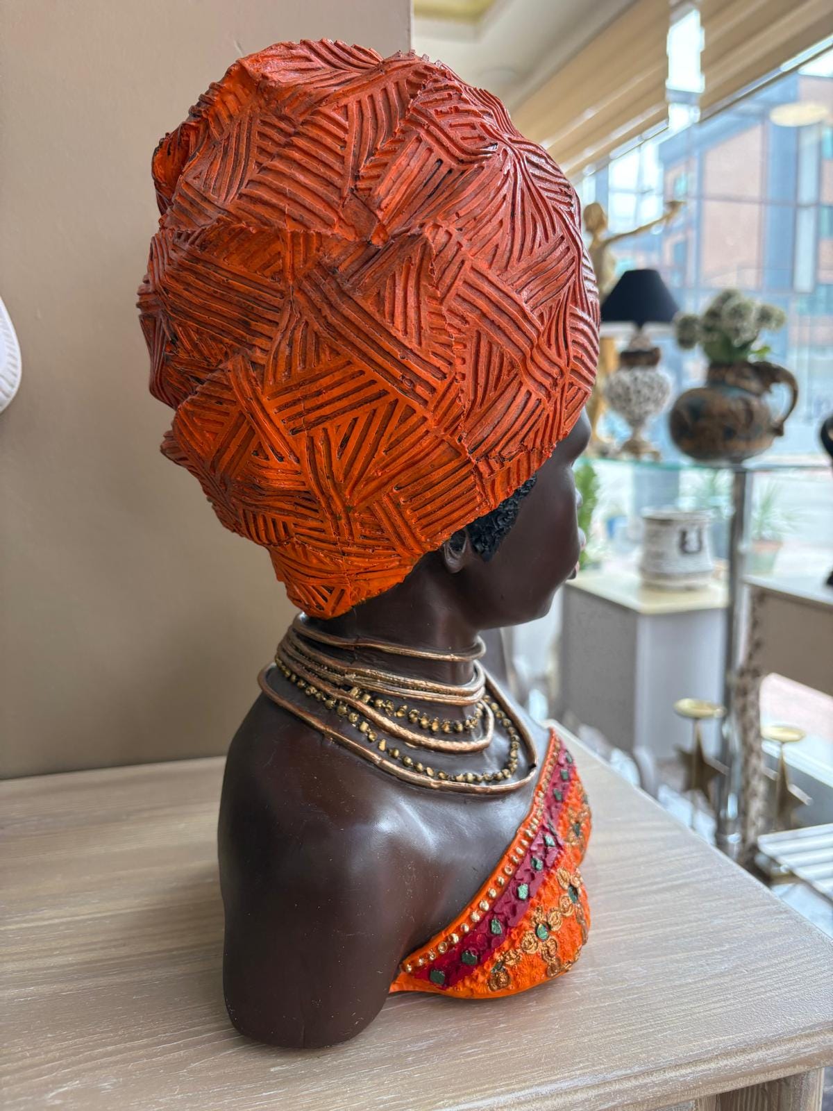 African Woman Bust: Ethnic Art Tabletop Sculpture,home Offıce Decor ...