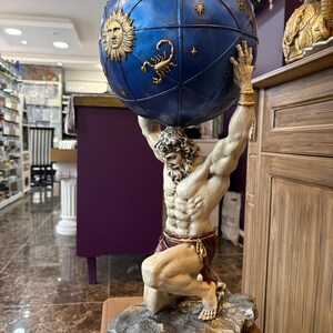 Large Atlas Statue Sculpture, Greek Mythology Decor,home Office Desk ...